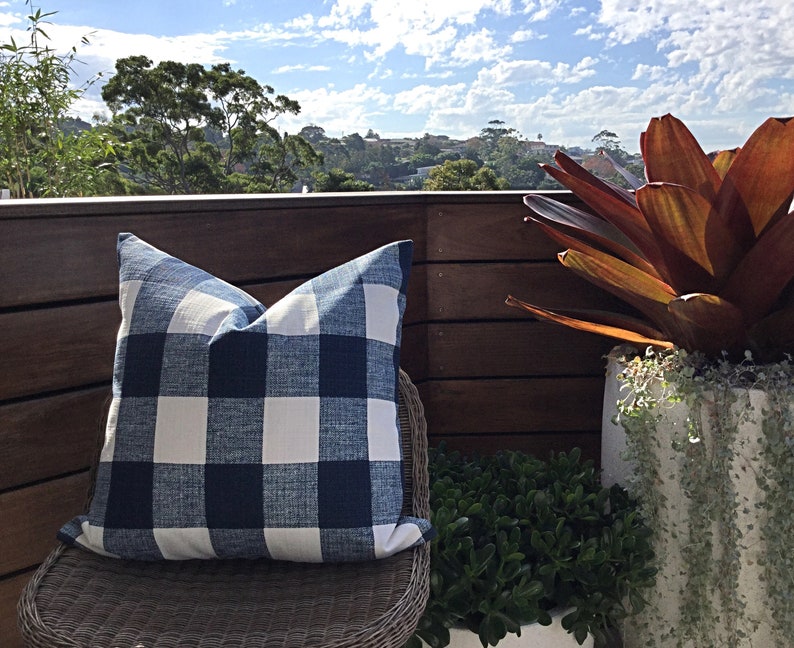 Buffalo Check Outdoor Cushions Turquoise Pillows Outdoor - Etsy