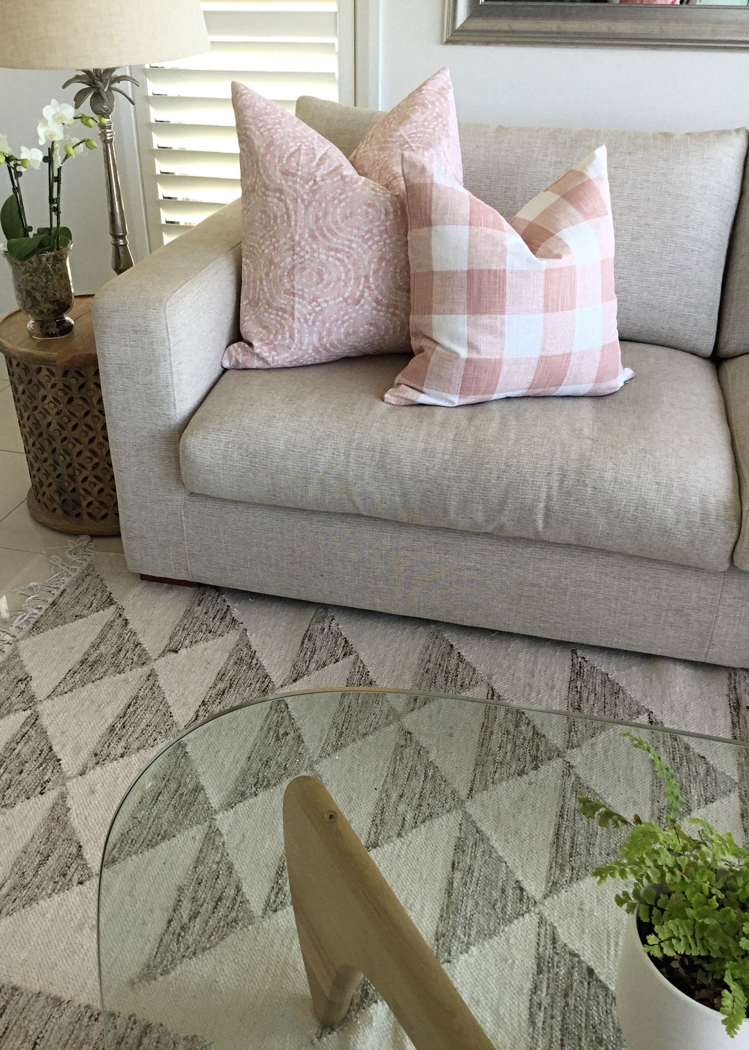 Blush Pink Cushions Buffalo Check Cushion Cover, Pink Grey and White ...