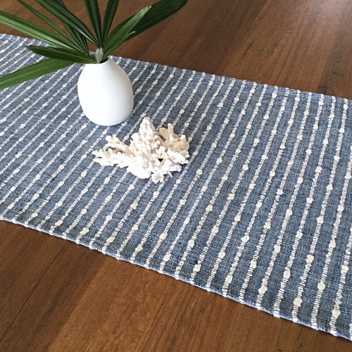 Coastal Decor Coastal Table Runner Marine Blue Stripe Table - Etsy