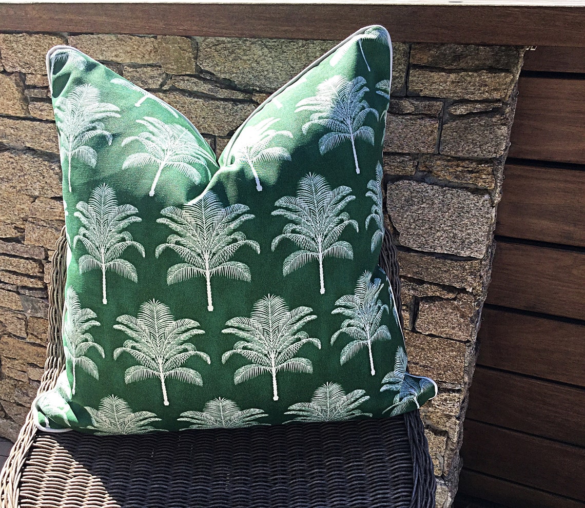 Green Outdoor Pillows Palmtree Cushions Palm Life Outdoor - Etsy