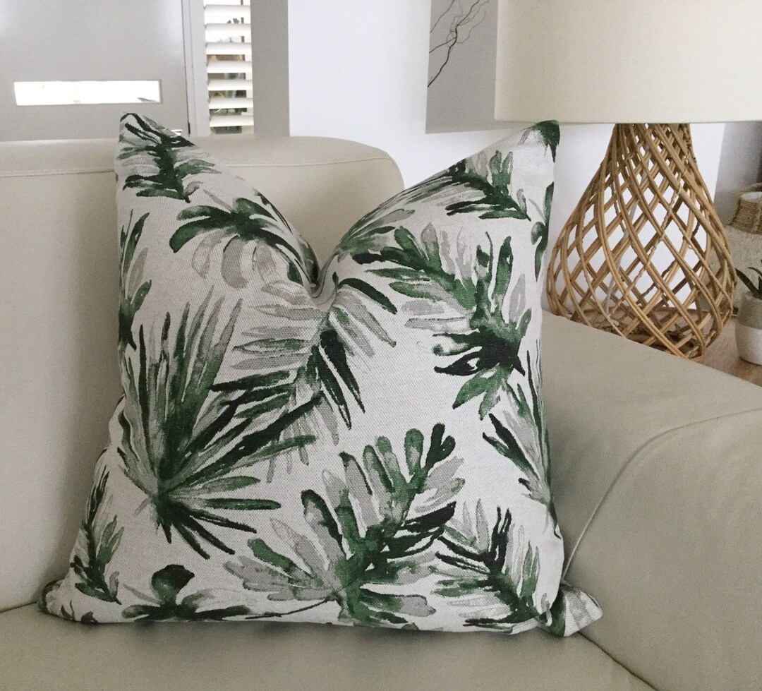 Palm Leaf Cushion Covers, Coastal Cushion Covers, Pillows Beach Decor ...
