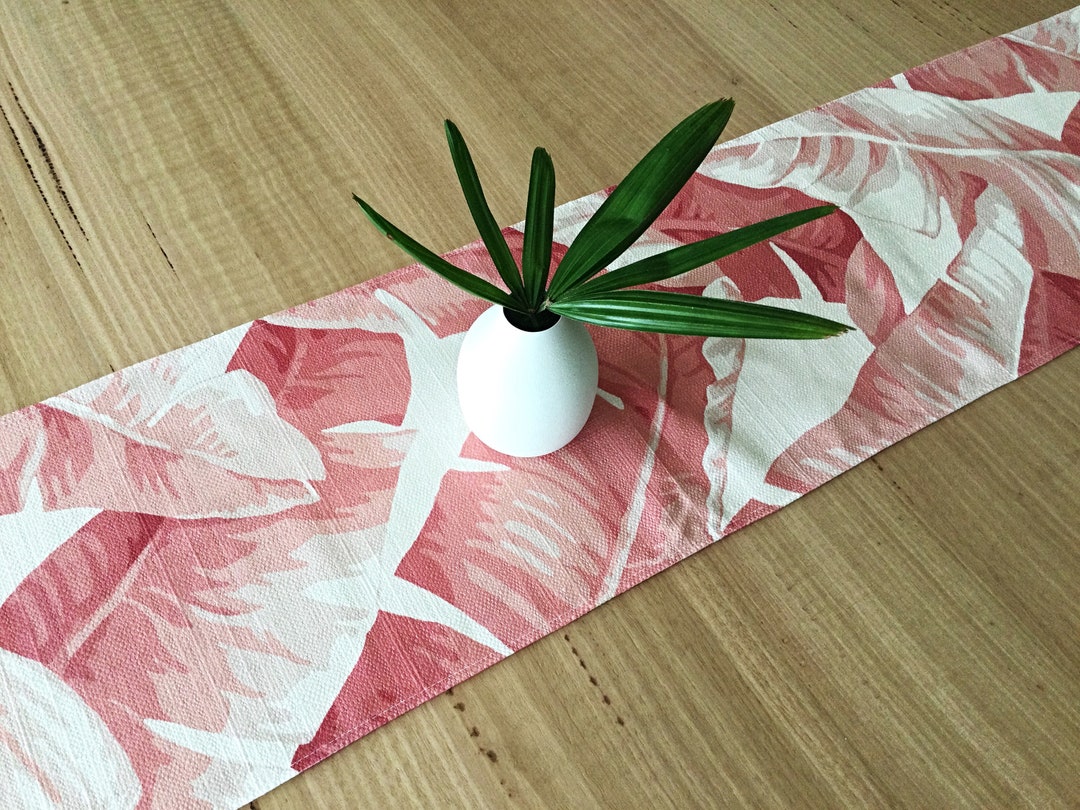 Tropical Palm Springs Table Runner: Pink Palm Leaves - Etsy