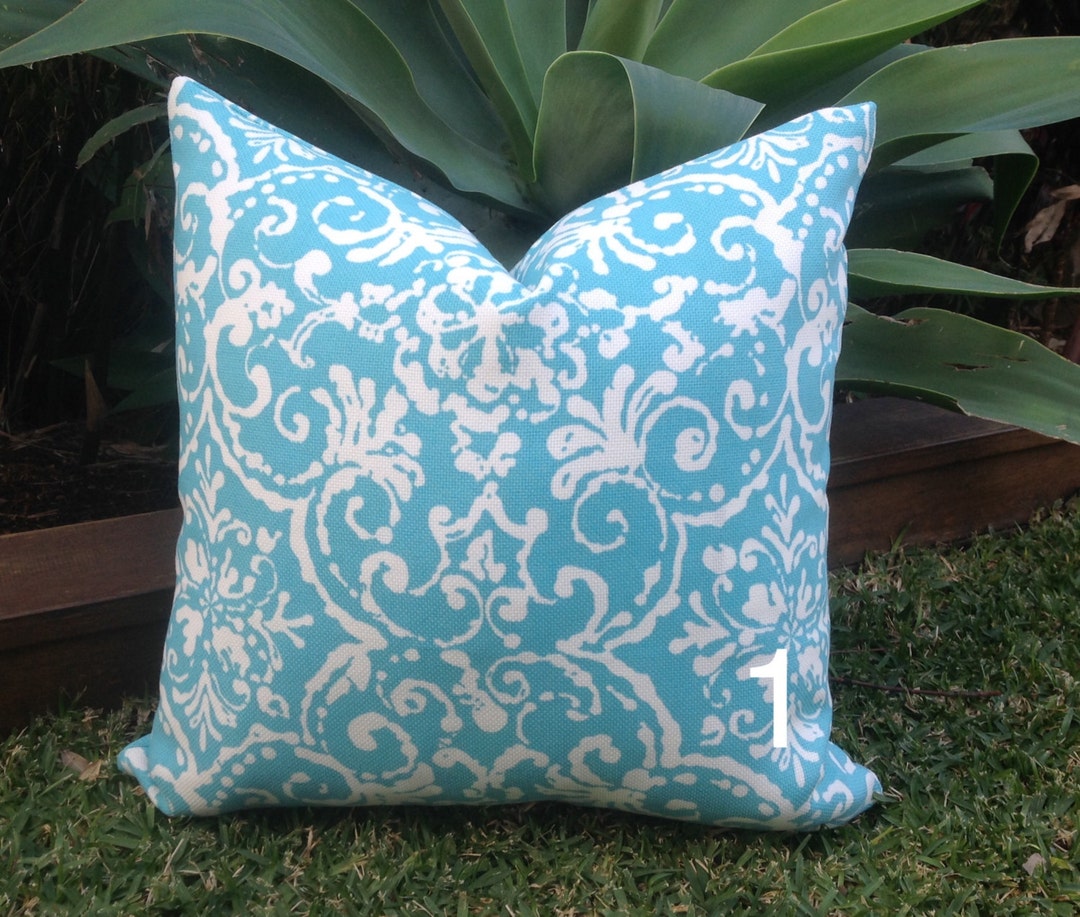 Turquoise Indoor/outdoor Cushion Covers Turquoise Pillows Aquamarine ...