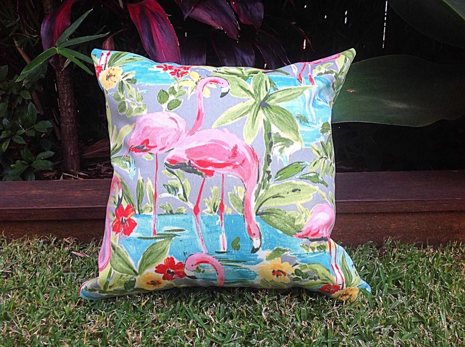 Cushions Pink Flamingo Cushions Outdoor Pillows Outdoor | Etsy
