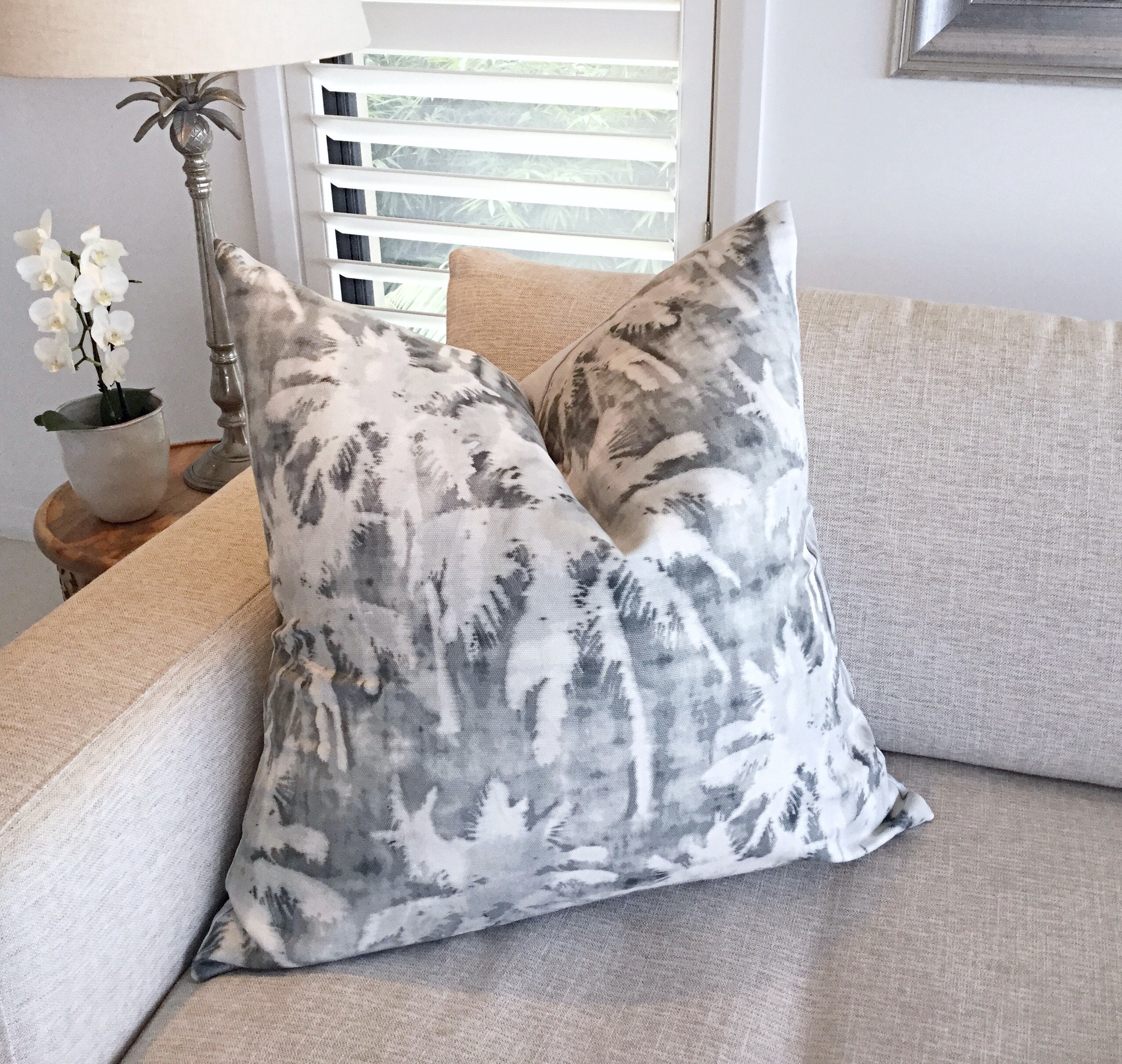 Palm Tree Cushion Covers Shorline Coastal Pillows Beach Decor - Etsy ...