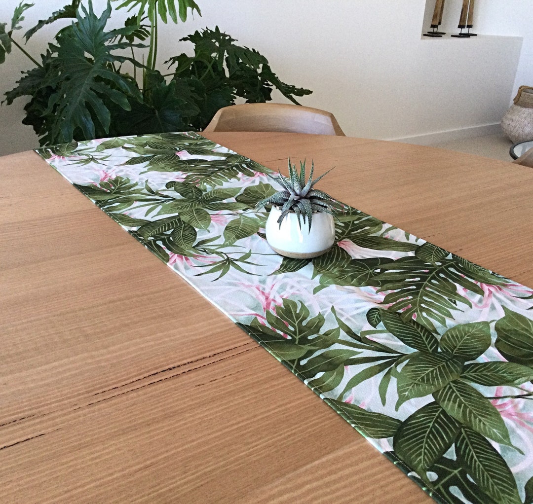 Tropical Palm Leaves Table Runner: Vintage Hawaiian Decor - Etsy