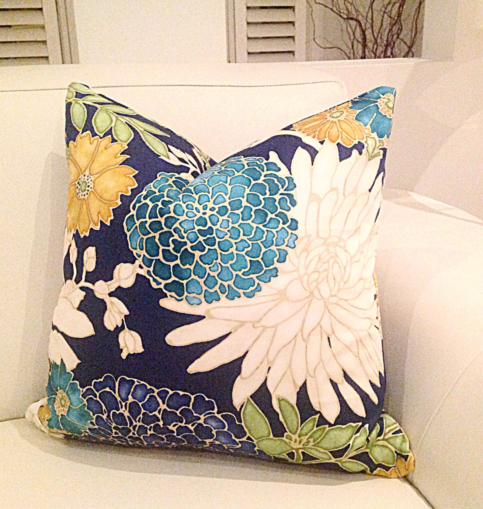 Blue Floral Cushions Designer Pillows Cushion Cover St - Etsy