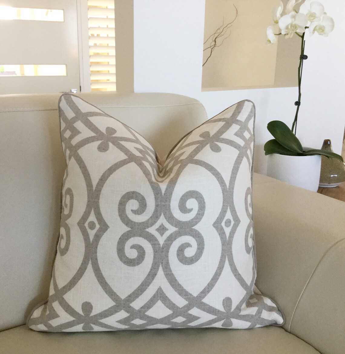 Hamptons Style Cushions, Hampton's Pillows Dove Grey Geometric Cushion ...