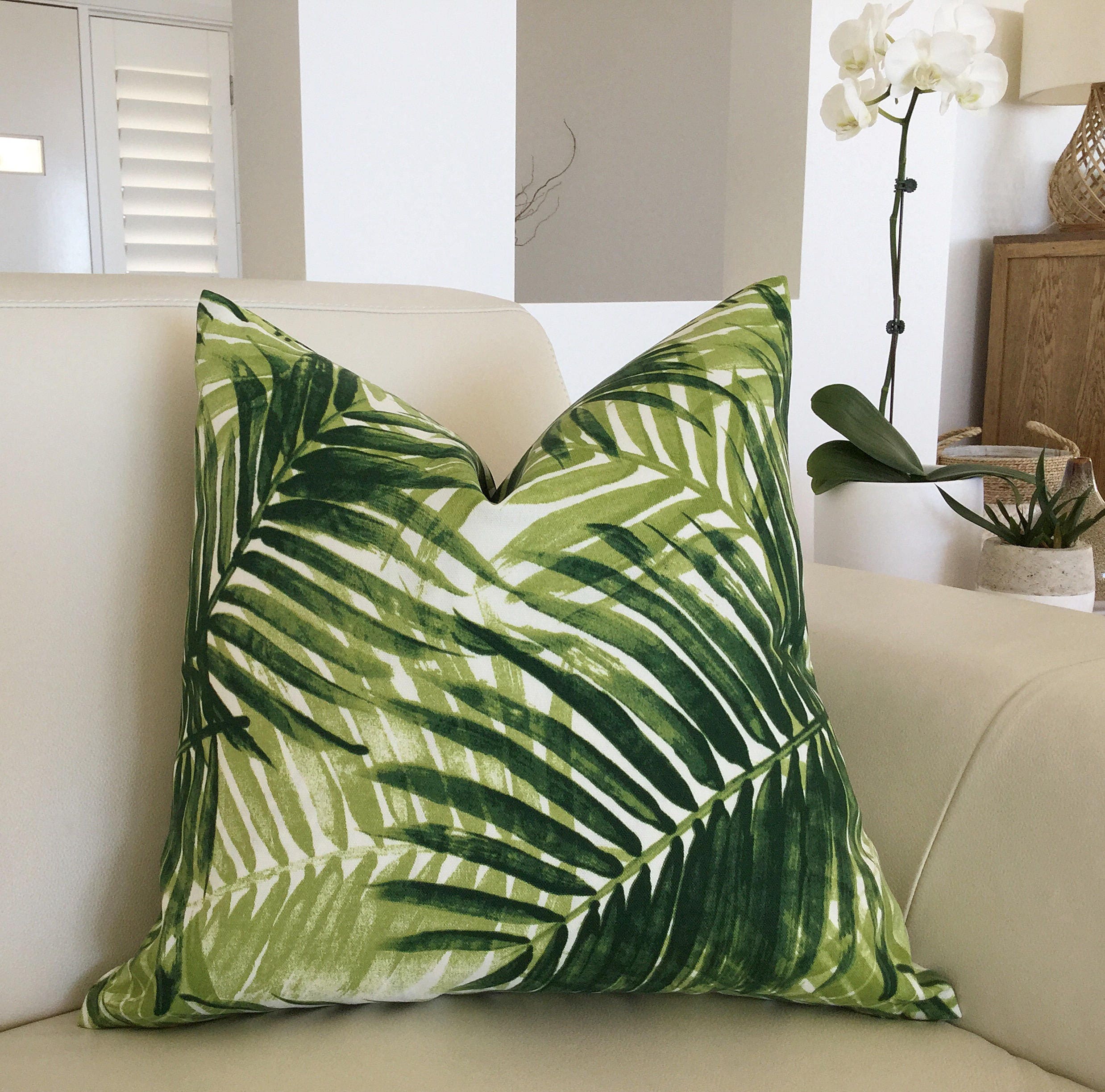 Outdoor Cushions Palm Leaf Cushions Tropical Outdoor Cushion | Etsy