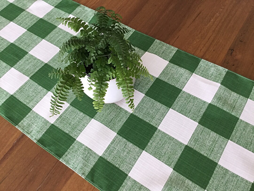Green Check Table Runner: Modern Farmhouse Indoor/outdoor Decor - Etsy