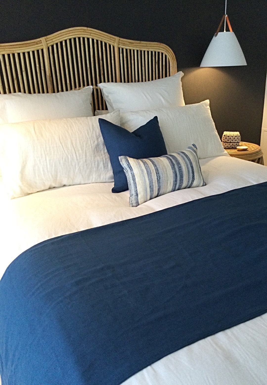 Linen Bed Runner Blue Linen Bed Runner Pink Bed Runner Fig - Etsy