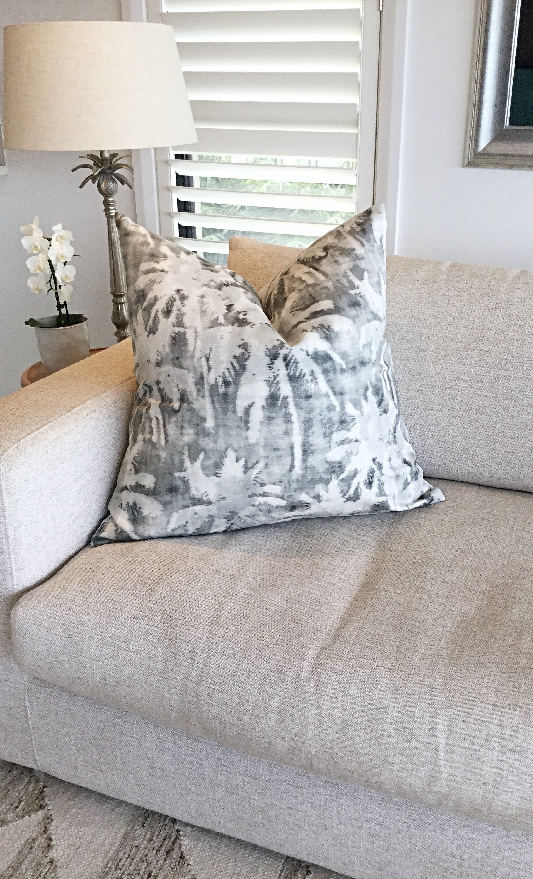 Palm Tree Cushion Covers Shorline Coastal Pillows Beach Decor - Etsy ...