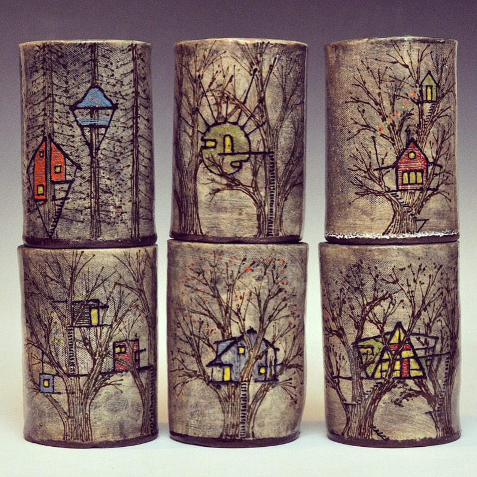 Ceramic Treehouse Tumbler or Utensil Cup - Etsy