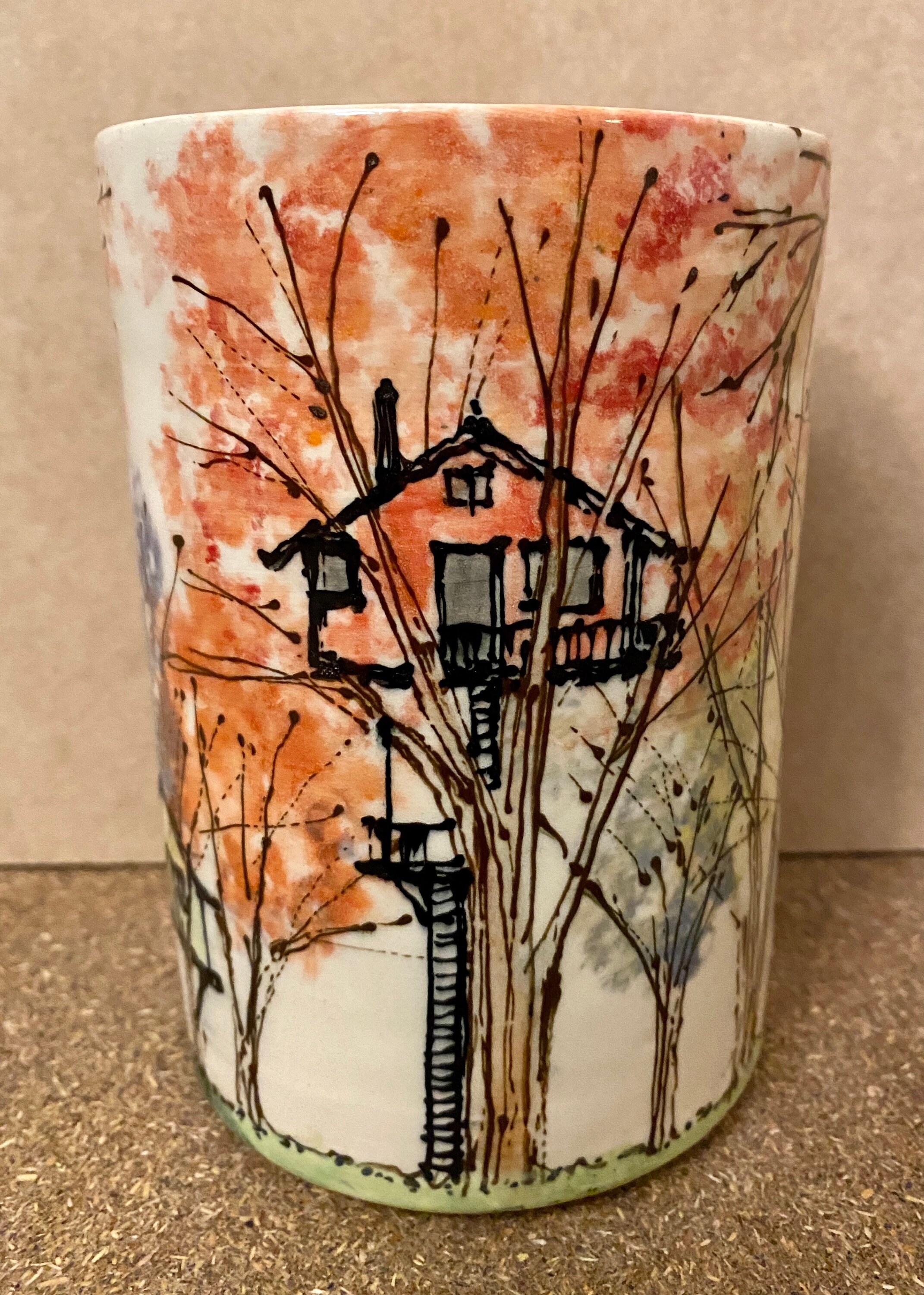 Ceramic Treehouse Tumbler Pencil Pen Utensil Cup - Etsy