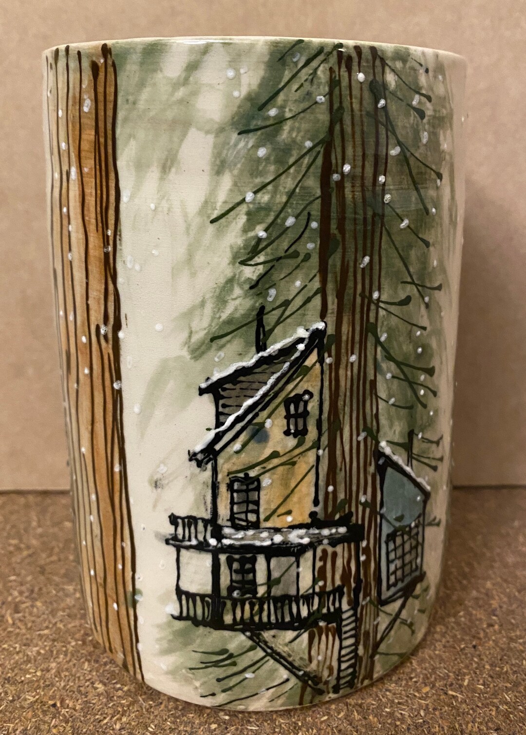 Ceramic Treehouse Tumbler or Utensil Cup - Etsy