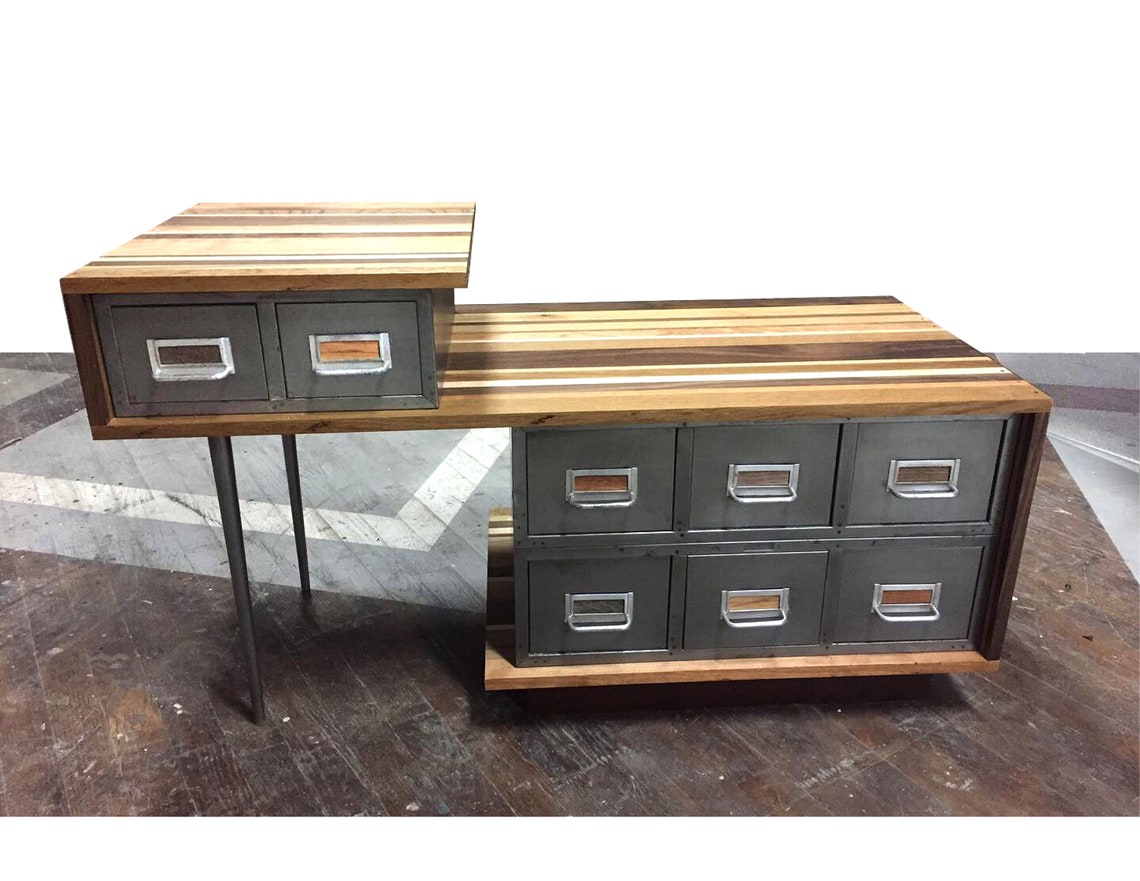 Industrial Modern Assorted Reclaimed Wood Console Table | Etsy