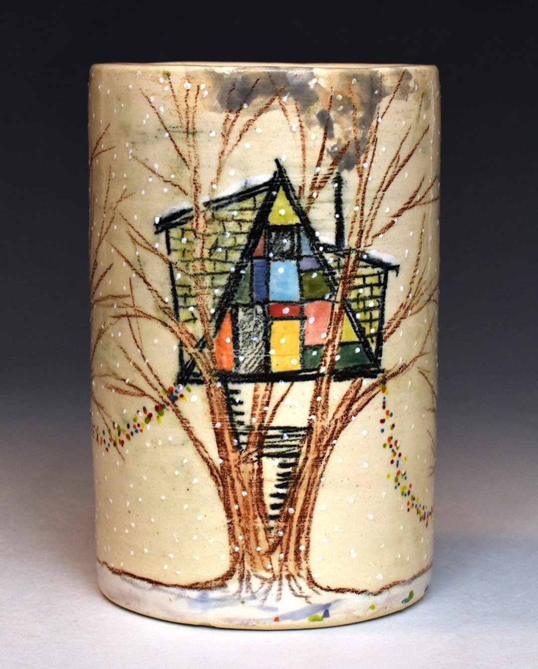 Handmade Aframe Style Ceramic Treehouse Tumbler or Utensil Cup - Etsy