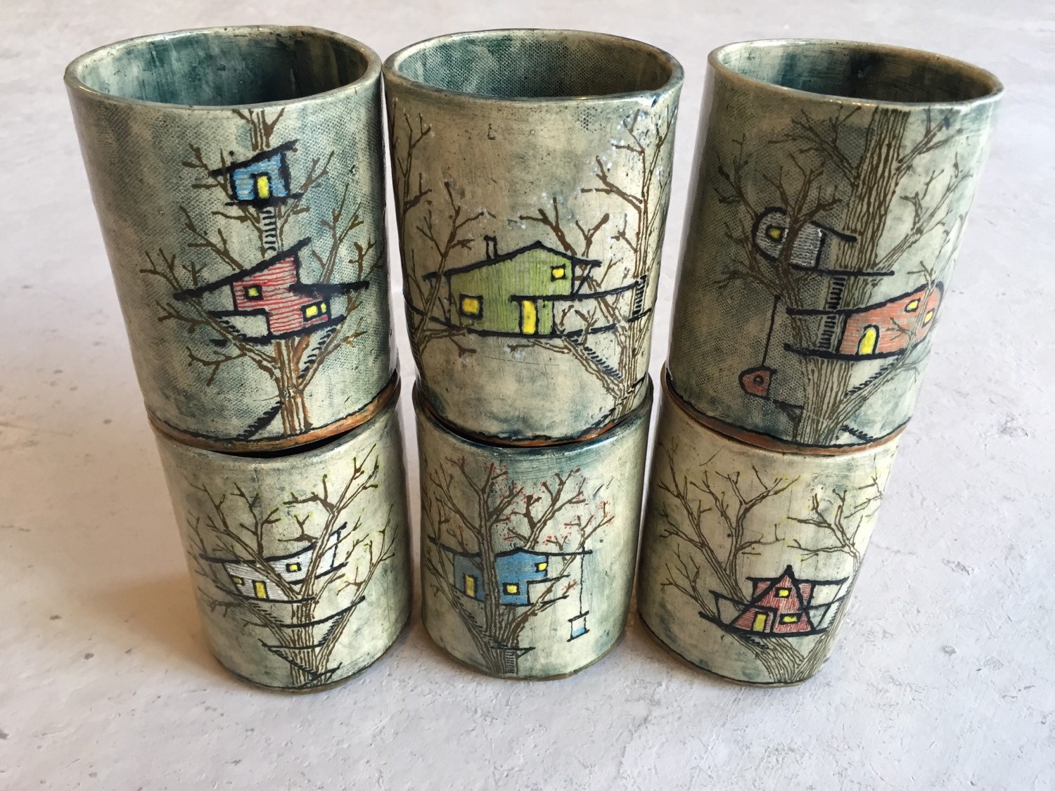 Ceramic Treehouse Tumbler or Utensil Cup | Etsy