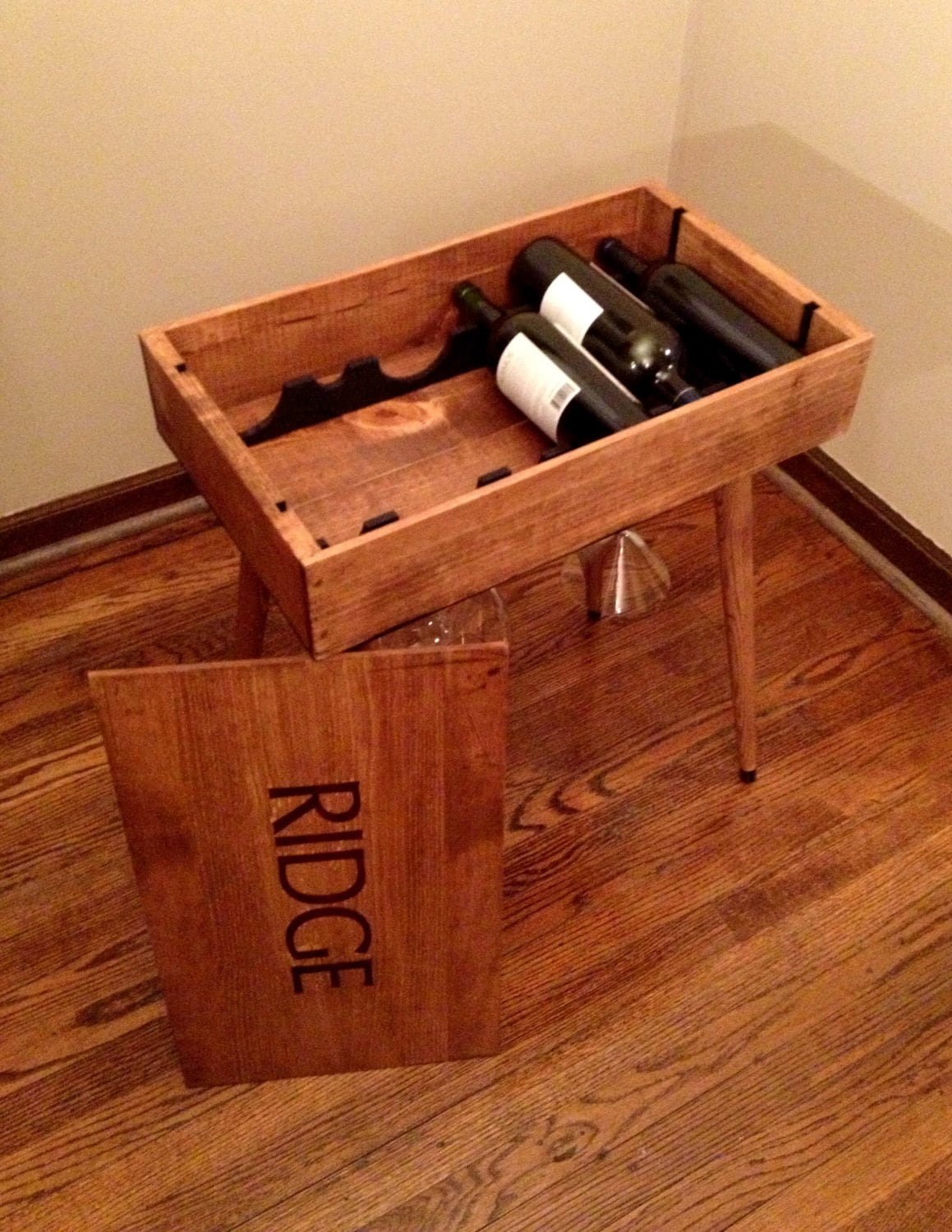 Wine box end table side table wine storage | Etsy