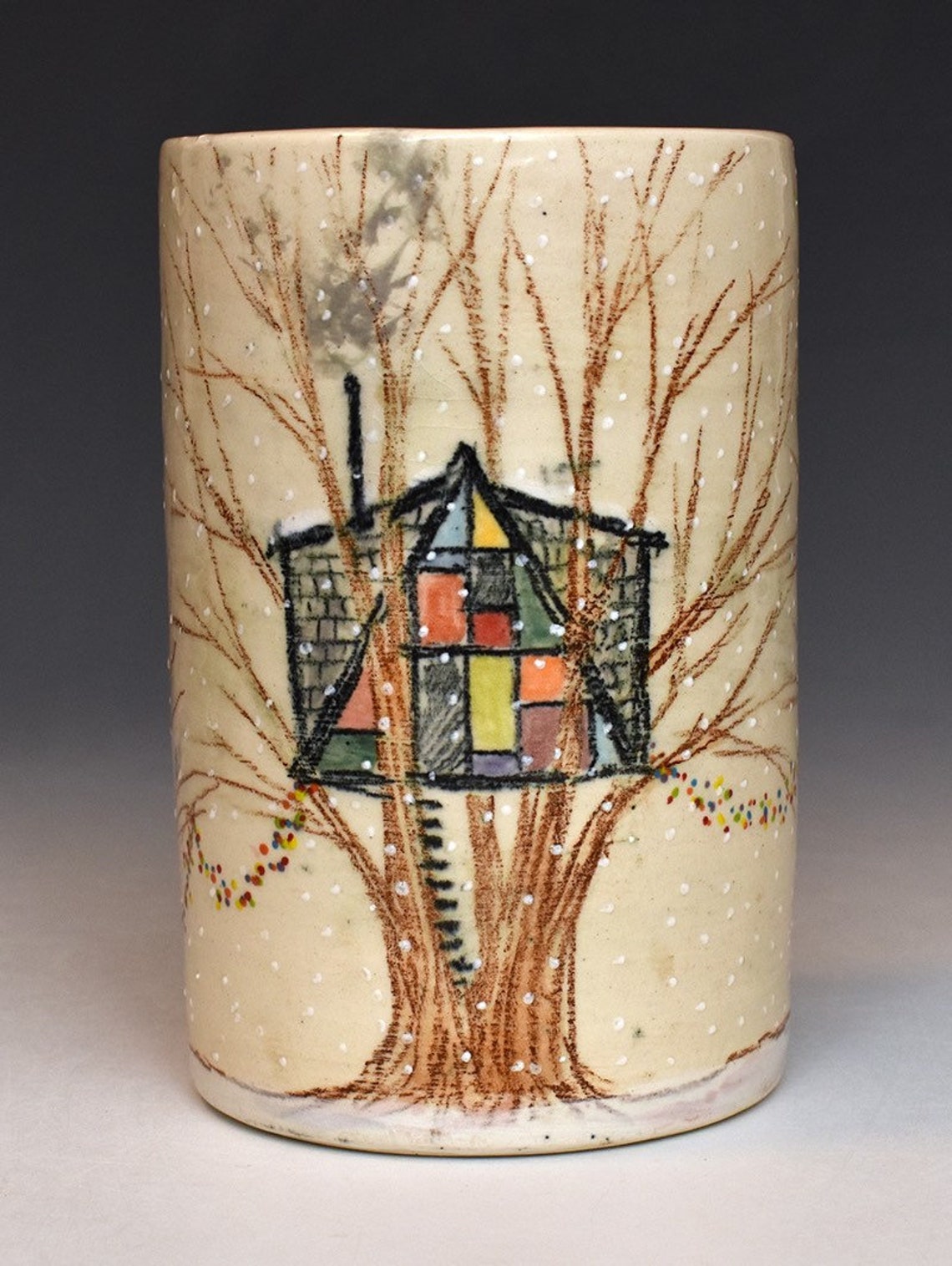 Handmade Aframe Style Ceramic Treehouse Tumbler or Utensil Cup - Etsy
