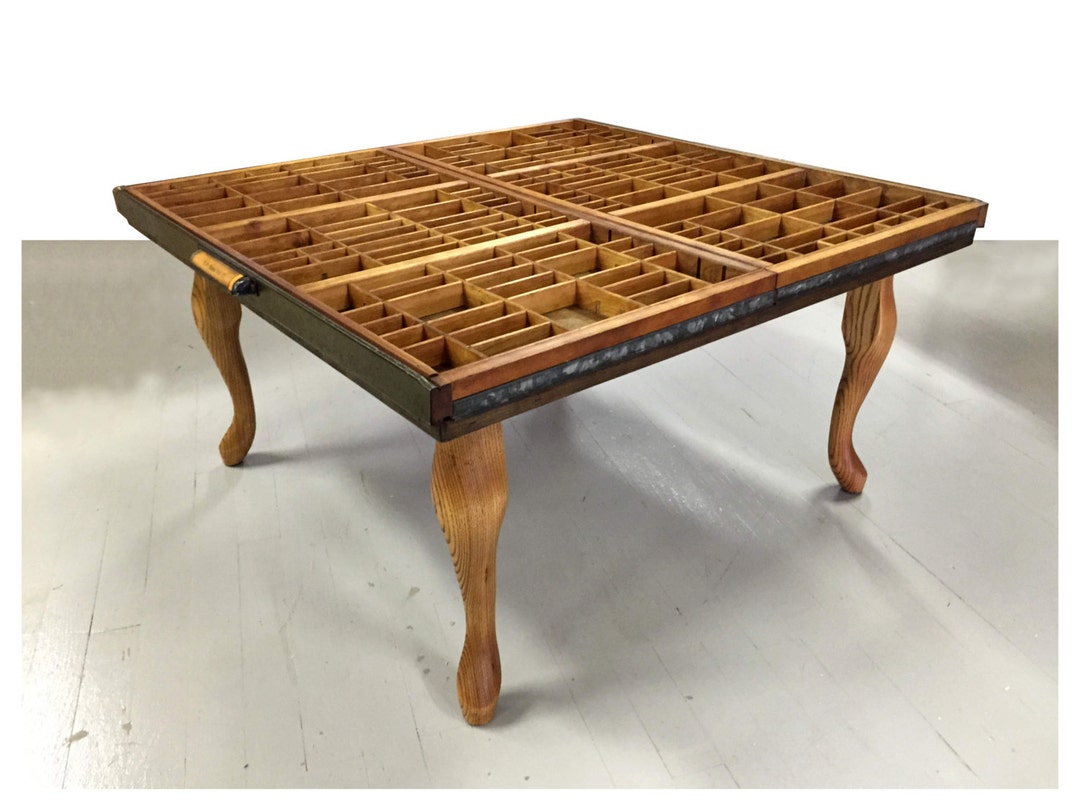 Upcycled Vintage Typesetter Tray Trinket Coffee Table (glass Not ...