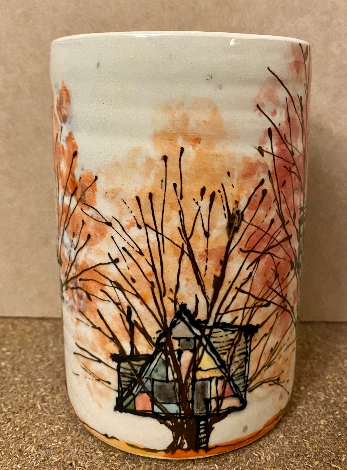 Ceramic Treehouse Tumbler or Utensil Cup - Etsy