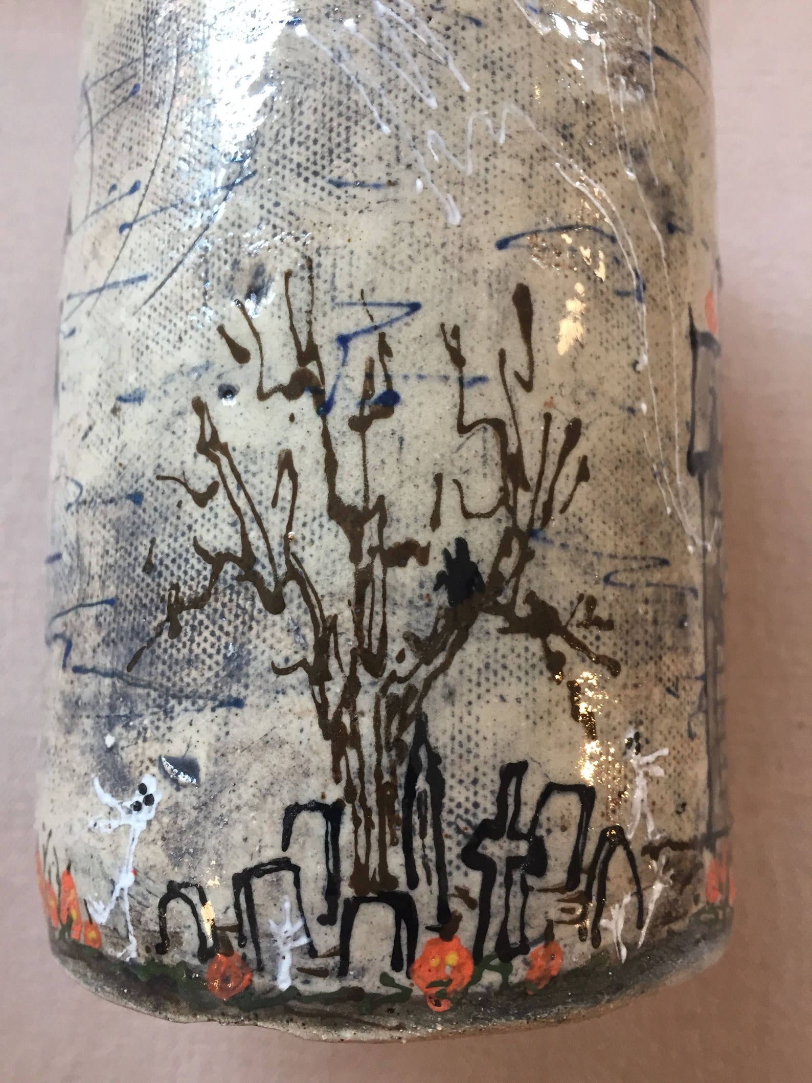 Ceramic Hand Drawn Haunted House Vase - Etsy