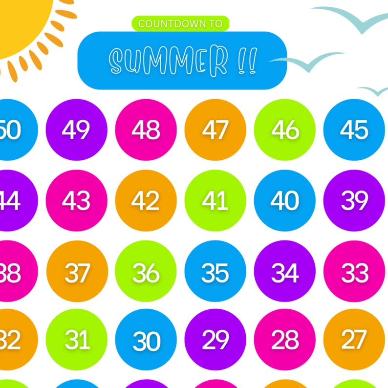 50 Day Summer Countdown - Etsy