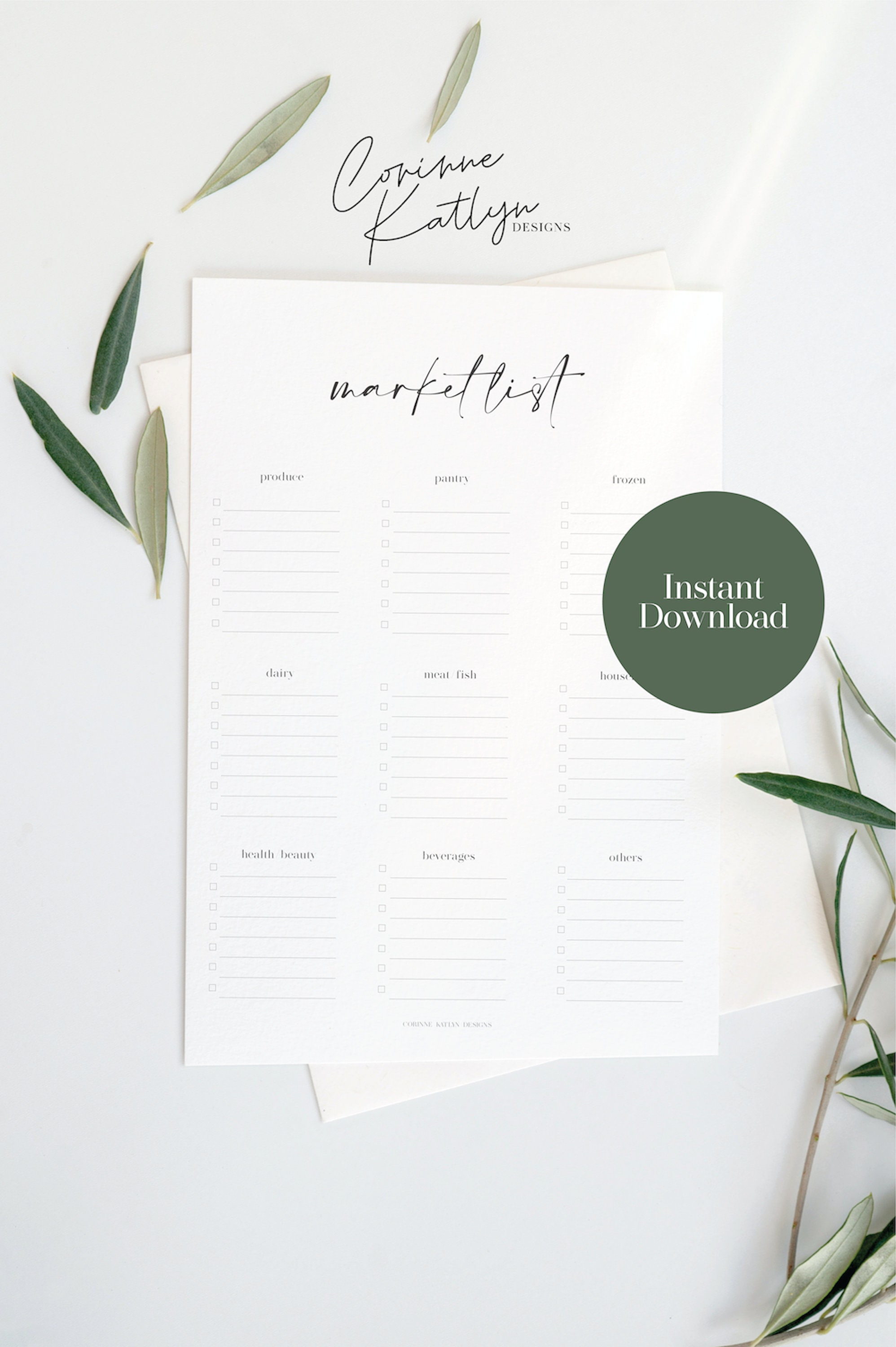 Market List Printable DIGITAL DOWNLOAD | Etsy