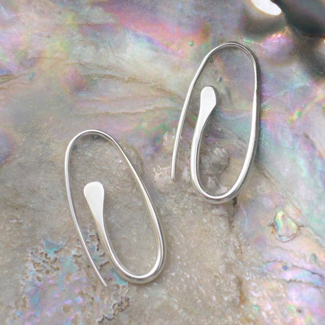 Sterling Silver Paperclip Earrings Flared Drop Earrings Minimalist ...