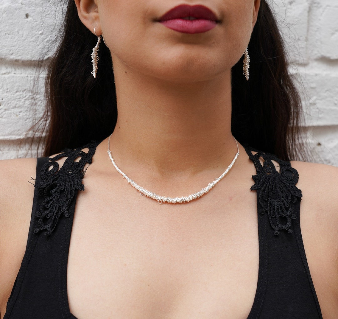 Silver Chain Necklace Sterling Silver Wire Necklace Delicate Necklace ...