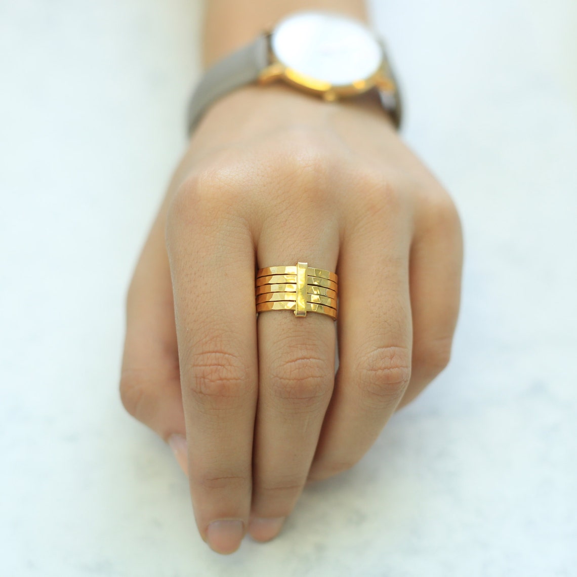 Gold Ring Gold Stacking Ring Chunky Gold Ring Textured - Etsy