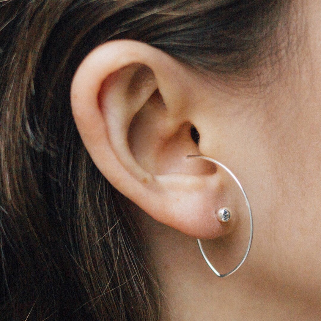 Ear Cuff Ear Hoop Unusual Hoop Earrings Illusion Earrings Minimalist ...