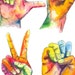 ASL Love Print: Original Watercolor Art, Colorful Hand Signs - Etsy