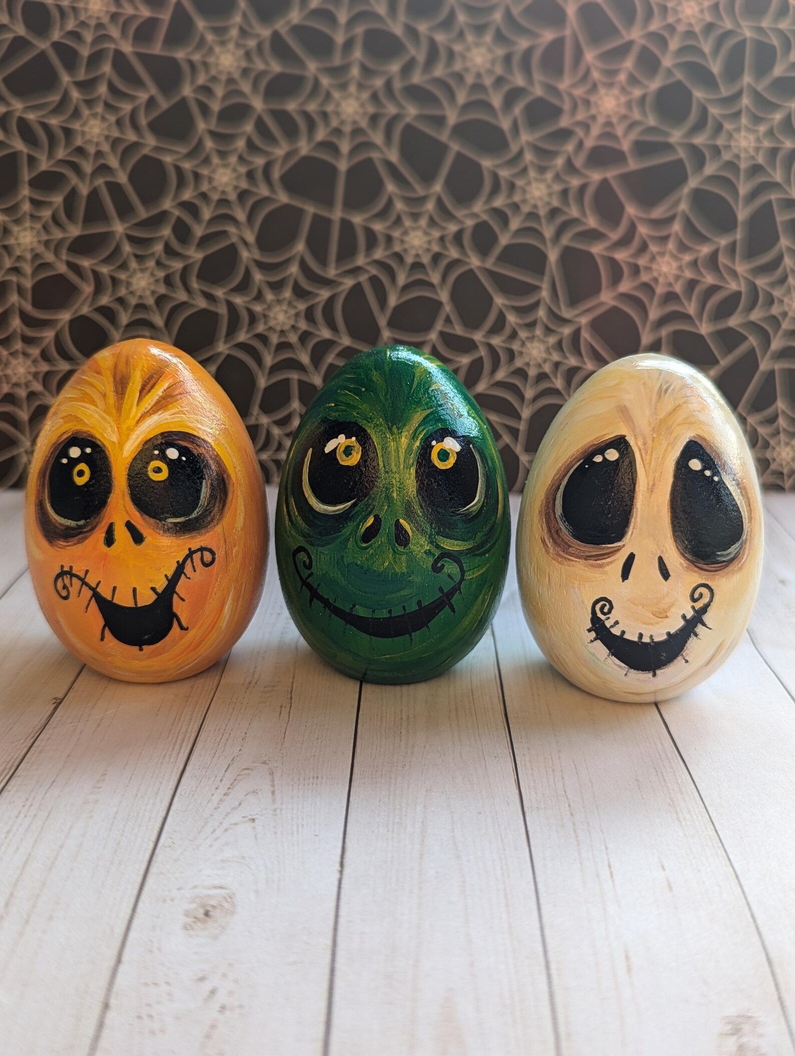 Ghoul Wooden Egg, Ghoulish Face Art, Peg Doll, Halloween Peg Doll ...