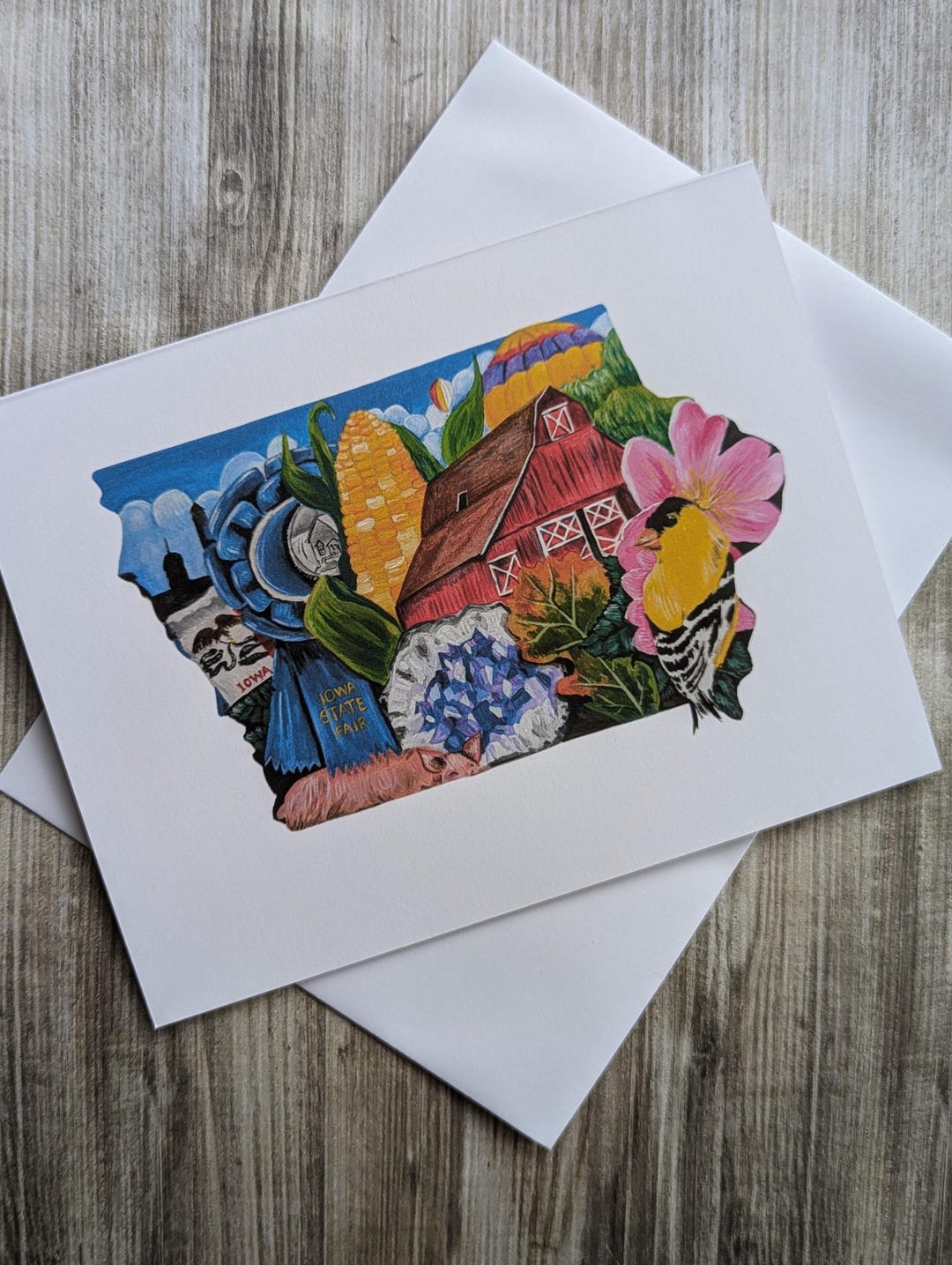 State of Iowa Card, State Bird Art, State Flag Art, Des Moines State ...