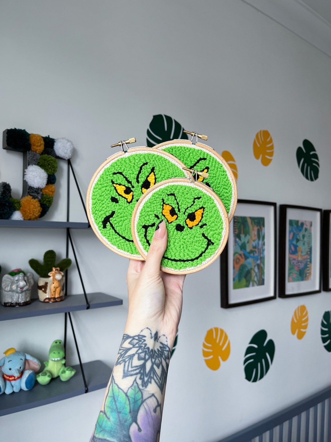 Grinch Wall Hanging Christmas Decor Punch Needle - Etsy UK