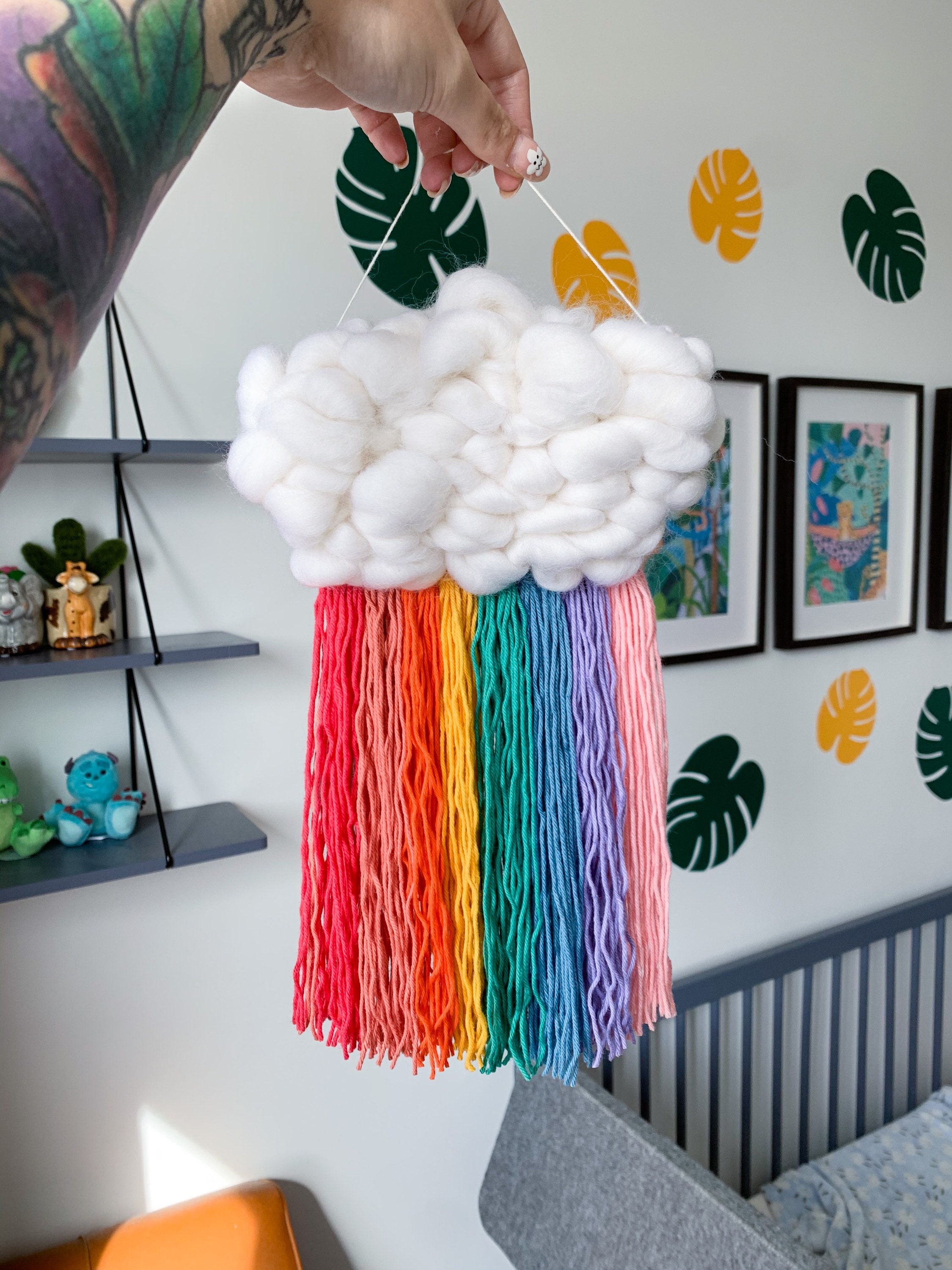Custom Rainbow Cloud Wall Hanging | Nursery Decor, Personalised Woven ...