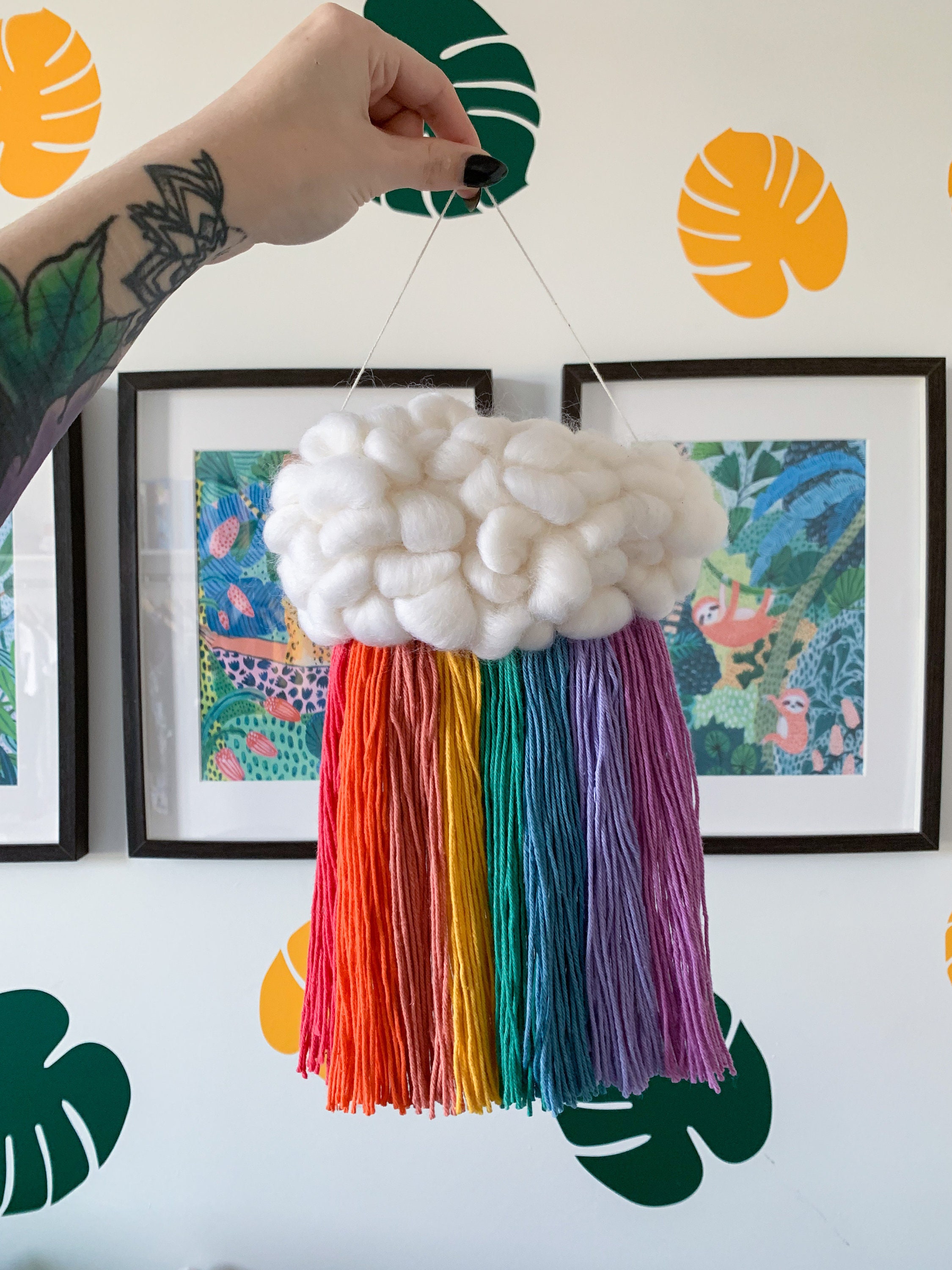 Custom Rainbow Cloud Wall Hanging | Nursery Decor, Personalised Woven ...