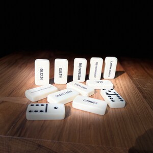Personalized ENGRAVED Set of 28 Jumbo Double-six Dominoes Ivory or ...