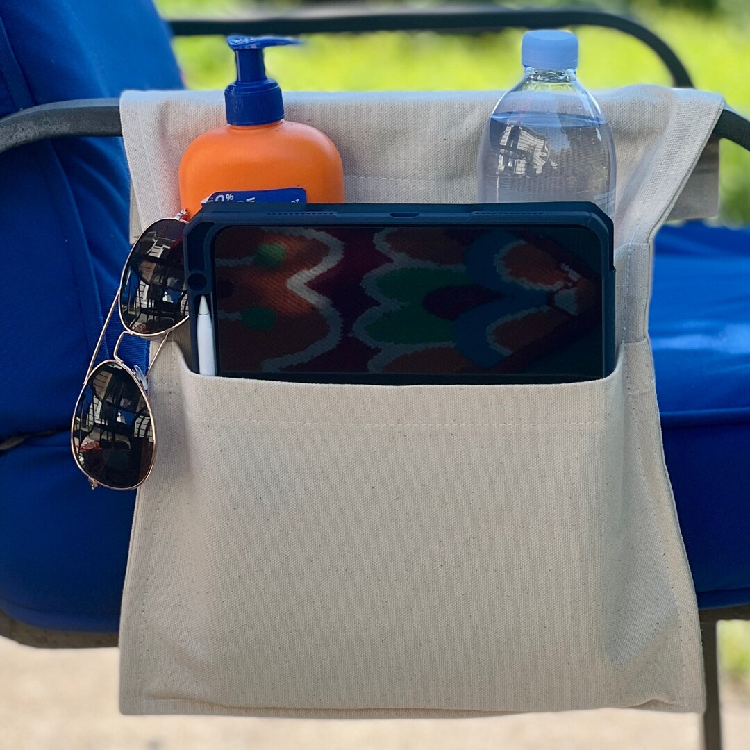 Heavy Canvas Chair Caddy for Lounge Chairs, Beach Chairs, Camping ...
