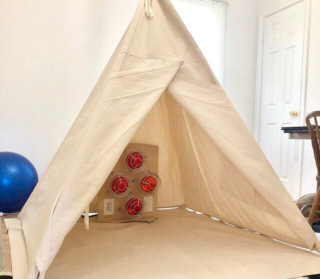 Organic Canvas Sauna Tent Teepee, Red Light Tent, Three Sizes, Light ...