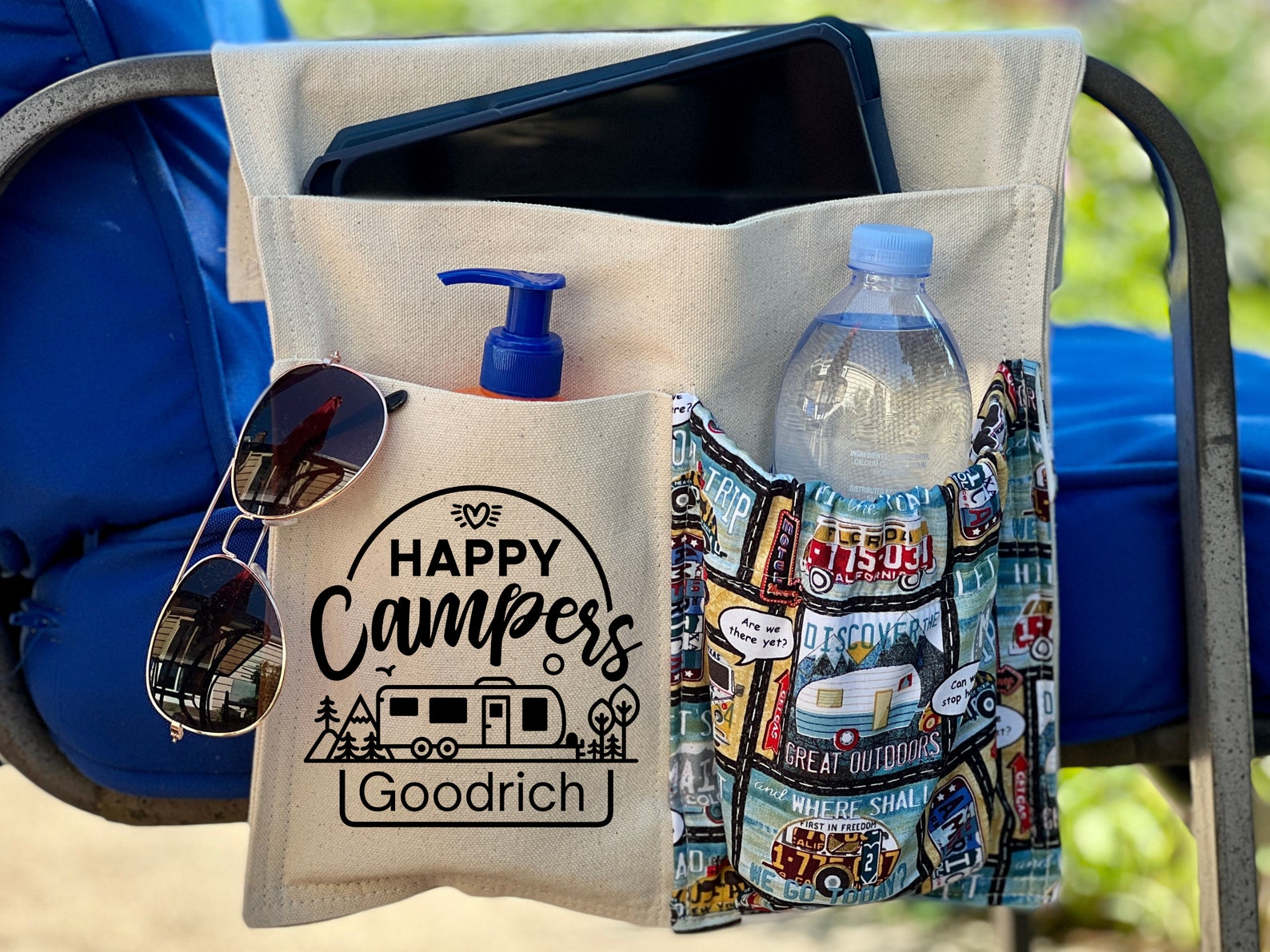 Personalized Chair Caddy, Camping Chair Caddy, Lounge and Beach Chair ...