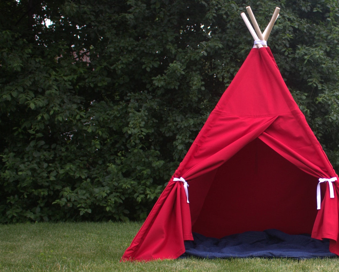 Red Canvas Kids Teepee Play Tent, Five Sizes, FULLY ASSEMBLED - Etsy