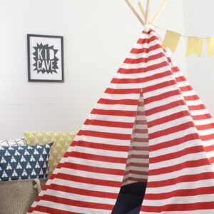 Teepee, Kids Tent, Can Include Window, Red Striped Play Tent Canopy ...