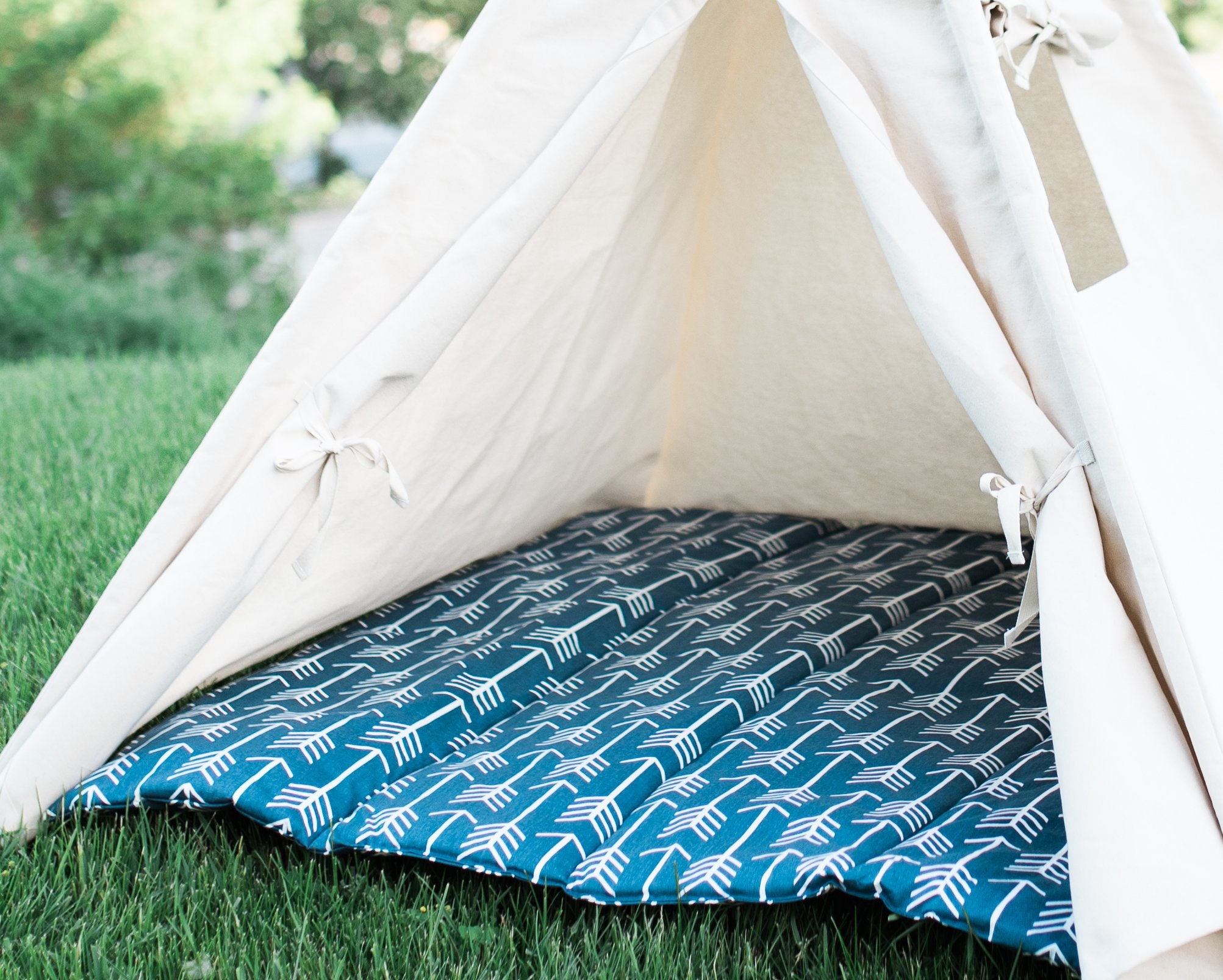 Navy Arrow Teepee Mat, Four Sizes, Kids Play Tent Cushion Mat Base ...