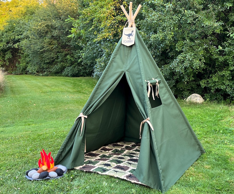 Dark Green Teepee Tent, Dinosaur Teepee - Etsy
