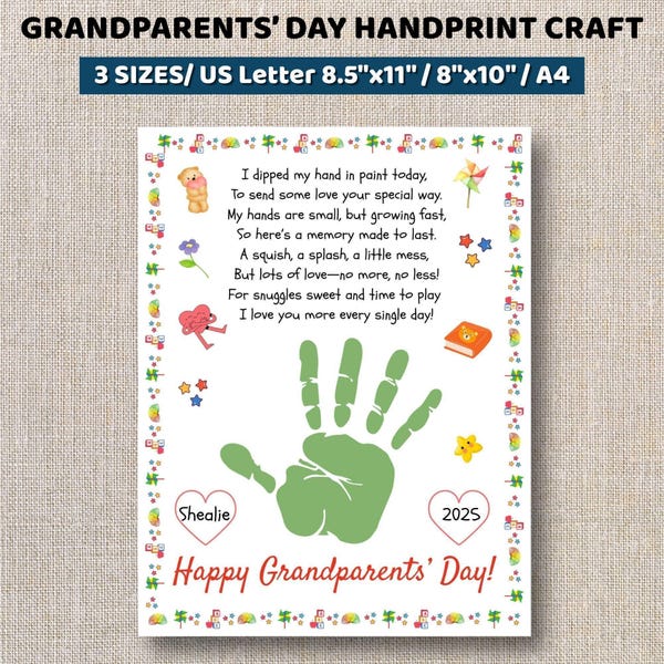Grandparents Day Handprint Craft - Etsy