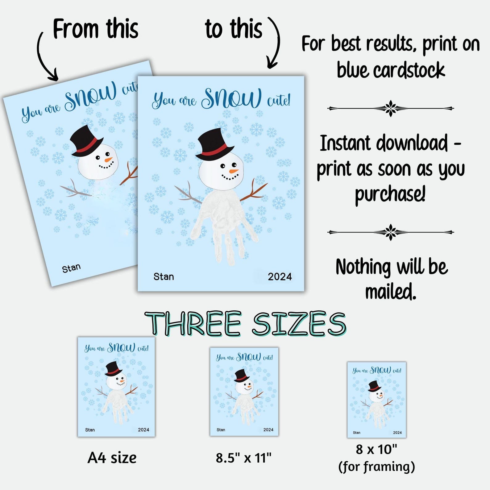 EDITABLE Snowman Handprint Art, Winter Handprint Craft, Handprint Craft ...