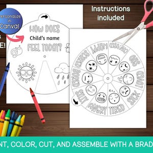 Editable Spinner Wheel Coloring Activity, Feelings Wheel for Calm Down ...